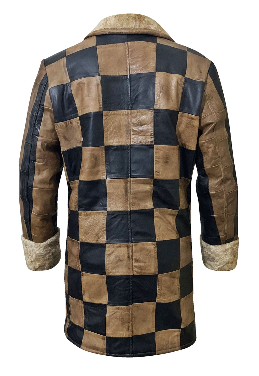 Handmade Leather Shearling Chase Pattern Three Quarter Coat – handmade ...